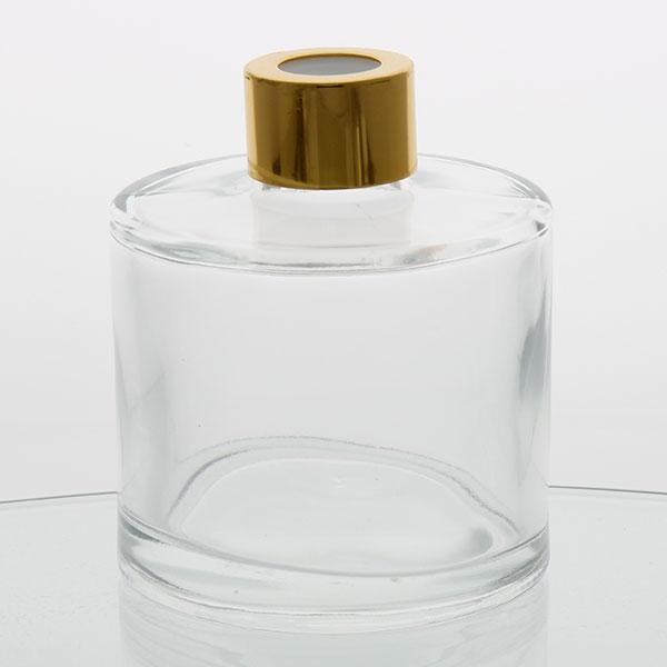 Glass Diffuser Bottle - 200mls - Round with Sealing Plug and Gold Scre ...